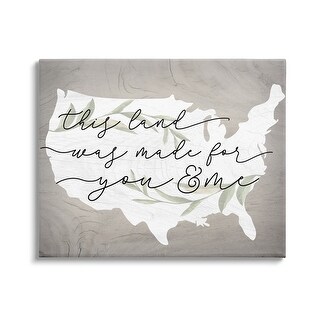 Stupell Rustic Americana Cursive Typography Quote USA Map Canvas Wall ...