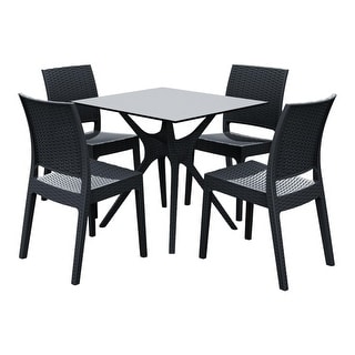 5-Piece Gray Solid Wickerlook Patio Dining Set 34" - Bed Bath & Beyond ...
