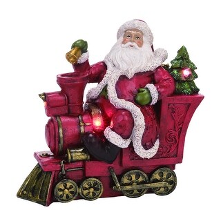 Transpac Resin 9 in. Red Christmas Light Up Santa with Train - Bed Bath ...