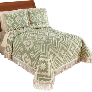 Aztec Textured Chenille Fringe Border Bedspread - Bed Bath & Beyond ...