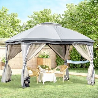 10'x12' Outdoor Patio Gazebo Canopy Shelter With Double Vented Roof ...