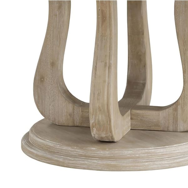 Verdugo White Washed Round Dining Table with Curved Pedestal Base - Bed ...