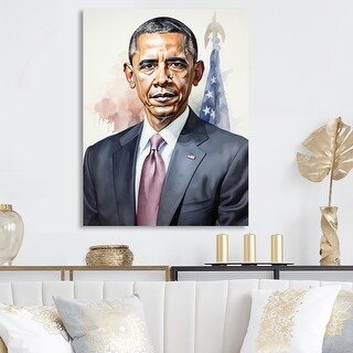 Designart "Obama President Portrait" President/Political Metal Wall Art ...