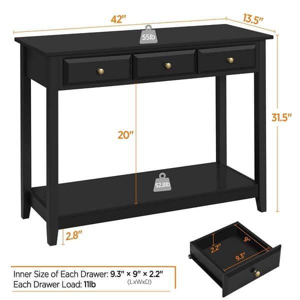 Yaheetech 3-Drawer Console Table with Storage Shelf - Bed Bath & Beyond ...