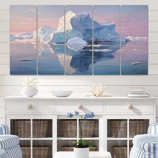 Designart "White Pink Iceberg Frozen Serenity" Landscapes Multipanel ...