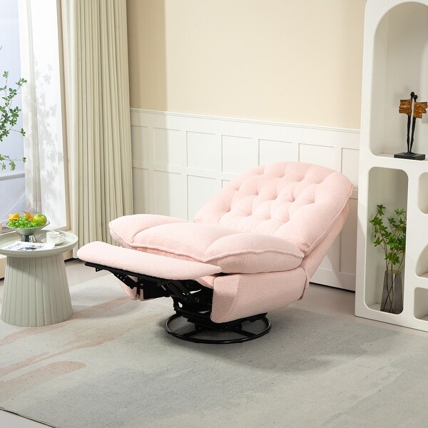 Chenille Glider Swivel Reclining Sofa Chair Pink Push Back Recliner