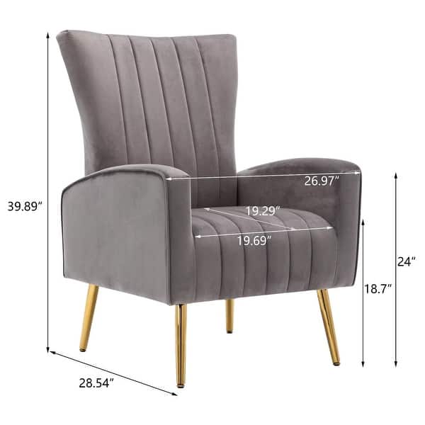 Velvet Comfy Accent Chair Cozy Arm Chair with Wingback and Gold Metal ...