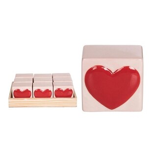 Transpac Ceramic Heart Block in Display S/9 Home Decorations Valentines ...
