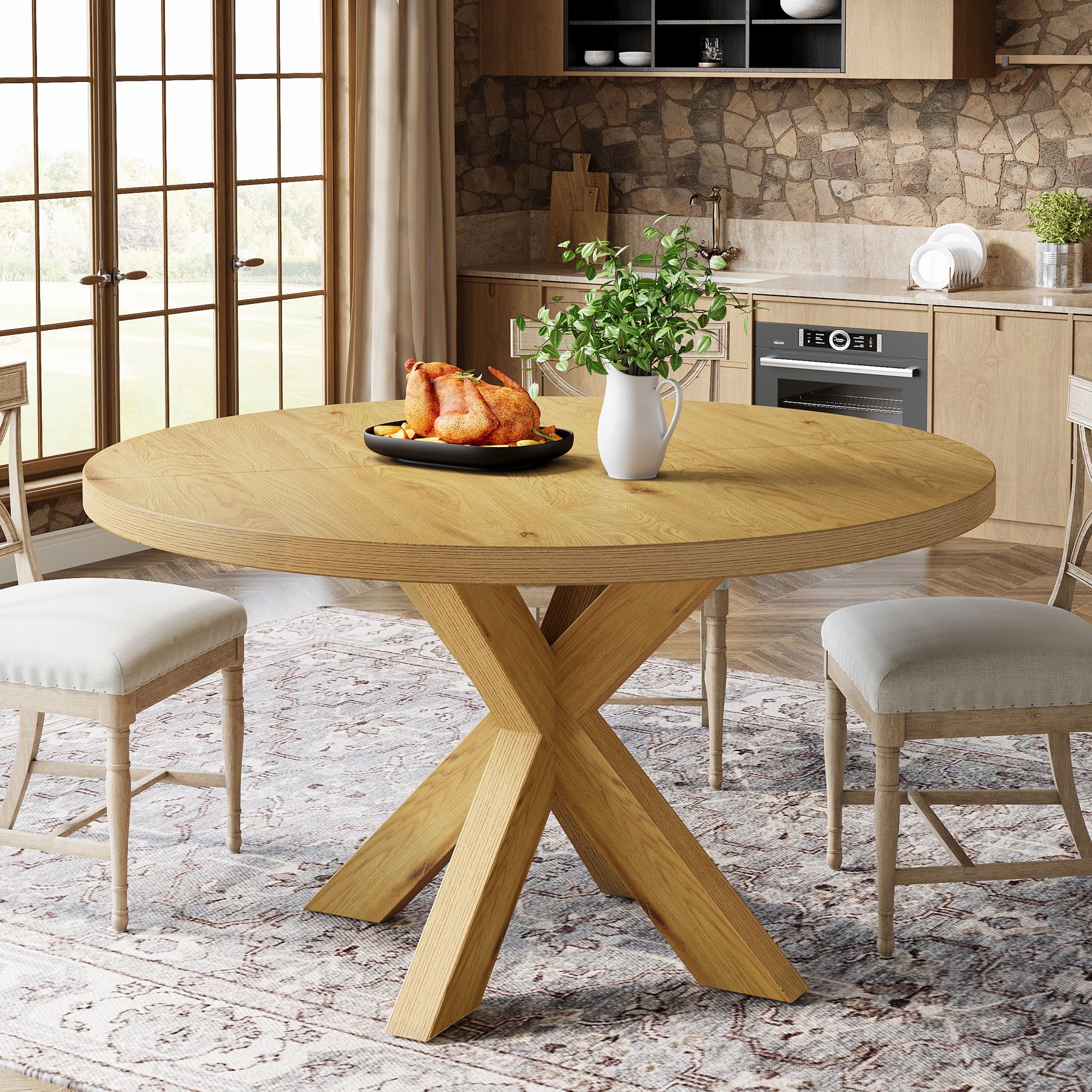 150cm round oak dining table store