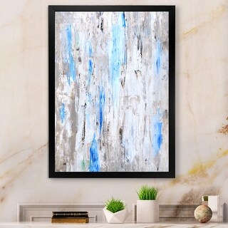 Designart "Blue And Grey Abstract Merging II" Modern Framed Wall Decor ...