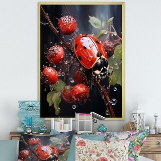 Designart "Ethereal Lady Bug Encounter " Ladybug Framed Wall Art Prints ...
