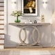 55 inches Console Table with Geometric Base - Bed Bath & Beyond - 37198244