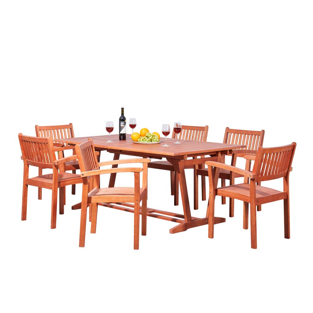 Surfside Eco-friendly 7-piece Wood Extendable Outdoor Dining Set by ...