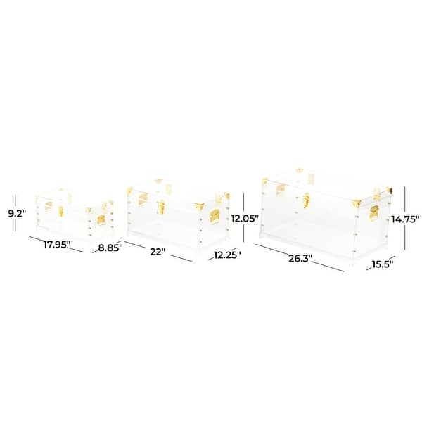 Clear Acrylic Plastic Storage Decorative Trunk with Gold Metal Hardware ...