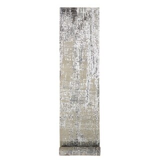 Shahbanu Rugs Wool and Silk Persian Knot Runner Abstract Design Denser ...