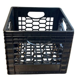 CrateMate Heavy-Duty Black Milk Crate - Multi-Purpose, Stackable, and ...