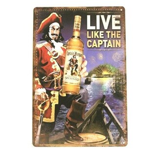 Captain Morgan Spiced Rum Metal Tin Sign 8" x 12" - 8" x 12" - Bed Bath ...