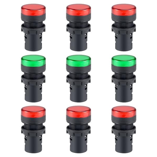 9Pcs AC/DC 12V Indicator Lights Red+Green+Yellow LED Flush Panel Mount ...