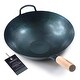 Pre Seasoned Blue Carbon Steel Flat Bottom Wok -14 Inch Chinese Pow Wok ...