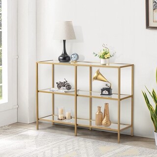 Modren Multifunctional Tempered Glass Console Table with Metal Frame ...