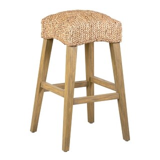Natural Woven Water Hyacinth Bar Stool With Mahogany Legs - Set Of 2 by ...