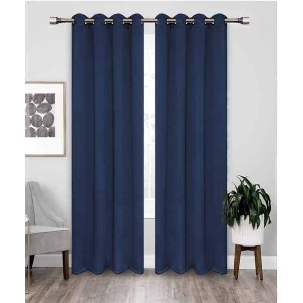 2 Piece Solid Navy Blue Blackout Curtain Panel Set - 110" x 84" - Bed ...