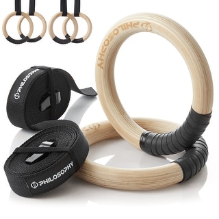 Wood Gymnastic Rings 1125 Exercise Ring Set with Adjustable Straps ...