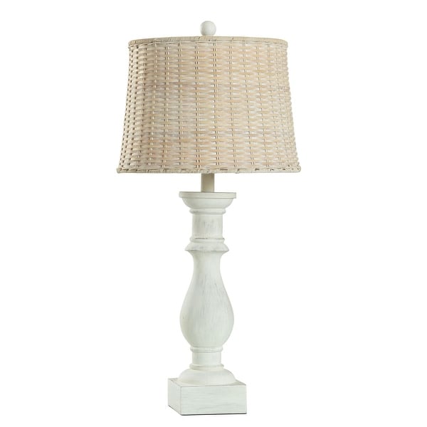 StyleCraft Antique White - Poly Table Lamp - Natural White Wash Shade ...