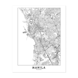 Manila Philippines Manila White Map Maps Black White Art Print/Poster ...