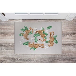 TIGER FLORAL GREY Doormat By Kavka Designs - Bed Bath & Beyond - 35220528