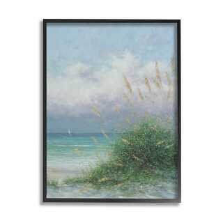 Stupell Ocean Waves Beach Reeds Framed Giclee Art by Martin Figlinski ...