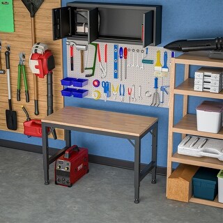 48" Heavy-Duty Adjustable Rubber Wood Workbench w/Rubber Pads - Bed ...