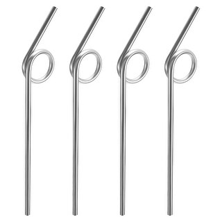 4Pcs 9.1" Curly Shape Stainless Steel Straws Reusable Metal Straw - Bed ...