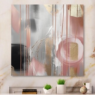 Designart "Pink Gold Circle Complexity" Modern Shapes Transitional ...