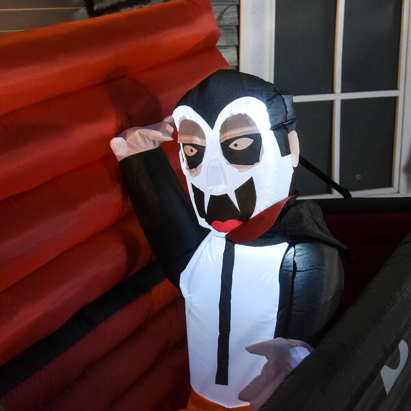 HOMCOM 6' Halloween Inflatable Vampire Emerging from Giant Coffin ...