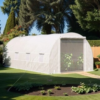 Outsunny Walk-In Tunnel Greenhouse,Heavy Duty Garden Hot House Kit - 19 ...