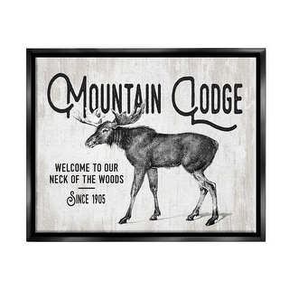 Stupell Rustic Mountain Lodge Vintage Moose Cabin Sign Floater Frame ...