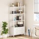 4-Tier White Bookshelf with 2 Drawers, Tall Bookcase with 4 Open Shelf ...