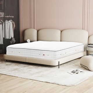 Handmade Bed Luxe 14 in. Pocket Spring with Wool Hybrid Mattress - Bed ...