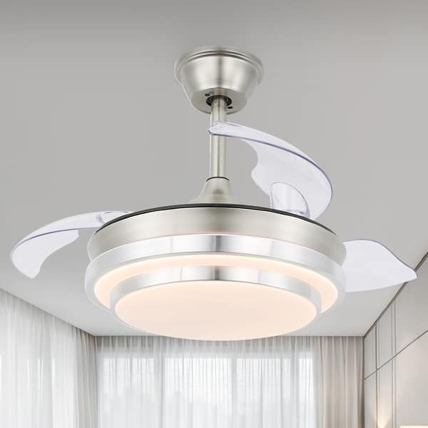 Cusp Barn Modern 36 Inch Retractable Ceiling Fan with Lights and Remote ...
