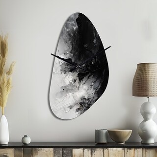 Black Textured Splash Paint Art III - Abstract Painting Wall Clocks in ...