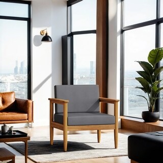 Elegant Dark Grey Gavin Club Chair - Acacia Wood, Water-Resistant ...