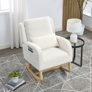 High Back Living Room Chair Armchair Rocking Chair with 1 Lumbar Pillow ...