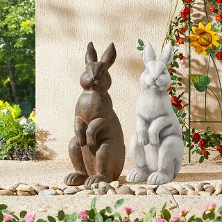 Glitzhome MgO Standing Spring Rabbit Bunny Garden Statue Outdoor Indoor ...
