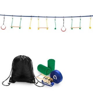 Ninja Line Jungle Swing Set, 40' Hanging Obstacle Course Slackline ...