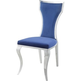 ACME Azriel Side Chair in Blue Velvet & Mirroed Silver Finish - Bed ...