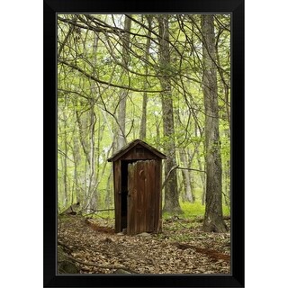 "Wooden outhouse in the forest" Black Framed Print - Bed Bath & Beyond ...