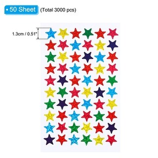 3000 Pcs Star Reward Stickers, 50 Sheet Sparkling Colorful Sticker ...