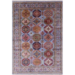 Golden Nile Blue Turkmen Ersari Hand Knotted Wool Rug - 5' 8" X 8' 0 ...