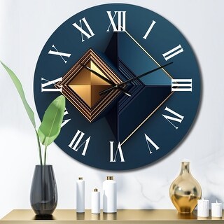 Designart "Harmony Retro Diamond Geometry Teal And Gold" Modern ...